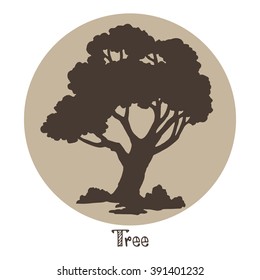 Silhouette Tree Vector Illustration Brown Silhouette Stock Vector ...