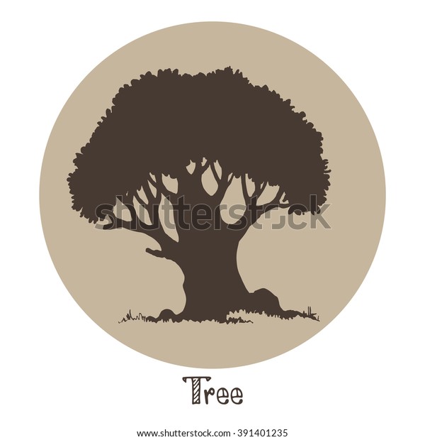 Silhouette Tree Vector Illustration Brown Silhouette Stock Vector ...