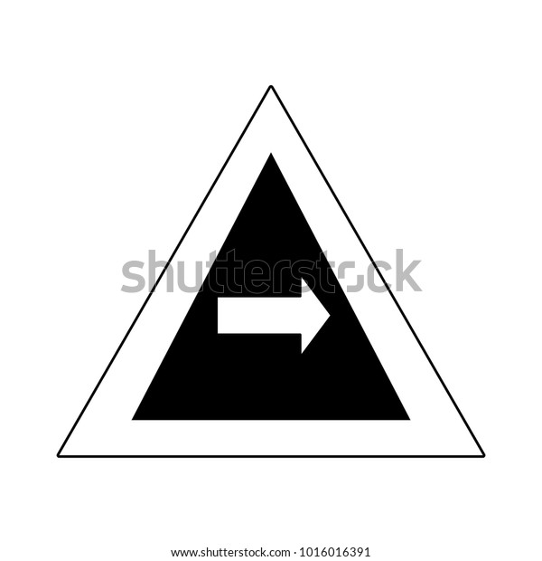 Silhouette Triangle Warning Notices Turn Right Stock Vector (Royalty ...