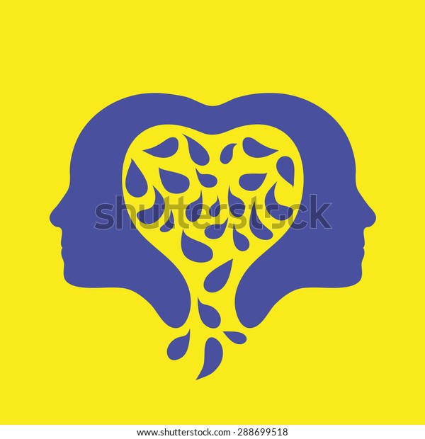 Silhouette Two Heads Merged Into One Stock Vector (Royalty Free ...