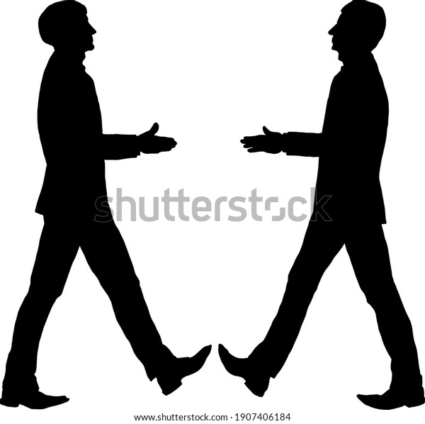 Silhouette Two Man Extended Hands Greeting Stock Vector (Royalty Free ...