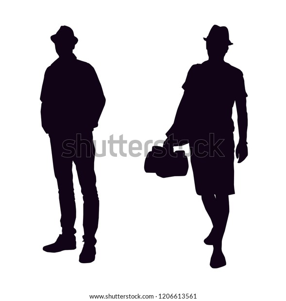 Silhouette Two Men Vector Illustration: vector de stock (libre de ...