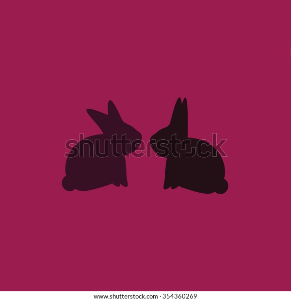 Silhouette Two Rabbits On Cherry Background Stock Vector (Royalty Free ...