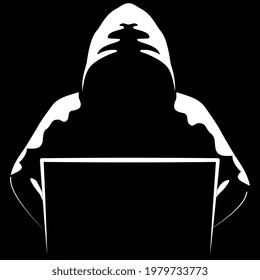Silhouette Unknown Person Computer Stock Vector (Royalty Free ...