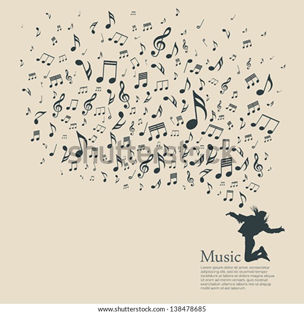 Silhouette Various Musical Notes People Dance Stock Vector (Royalty ...