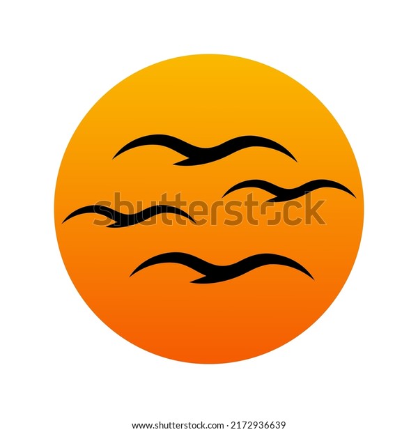 Silhouette Waves Birds Sunset Stock Vector (Royalty Free) 2172936639 ...