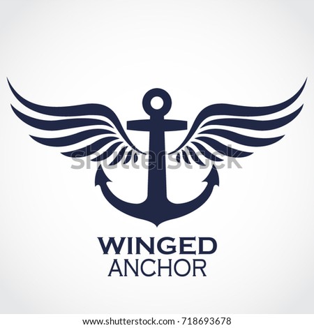 Silhouette Winged Anchor Symbol Stock Vector (Royalty Free) 718693678 ...