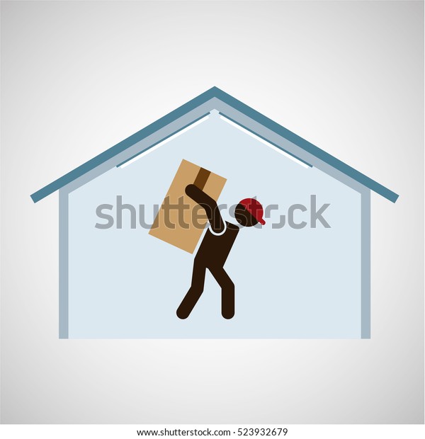 Silhouette Worker Carrying Box Storage Vector Stock Vector (Royalty ...
