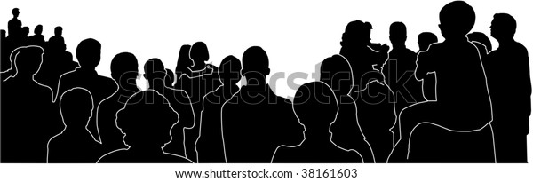 Silhouettes Audience White Outlines Vectorillustration 库存矢量图（免版税 ...