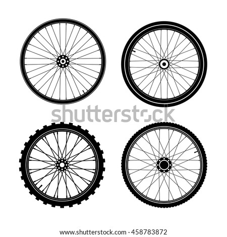 Silhouettes Bicycle Wheel Road Mountain Bike 库存矢量图（免版税） 458783872 ...
