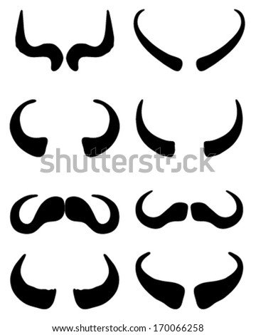 Silhouettes Buffalo Horns Vector Stock Vector (Royalty Free) 170066258 ...
