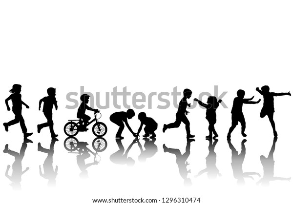 Silhouettes Children Shadow Playing Stock Vector (Royalty Free ...