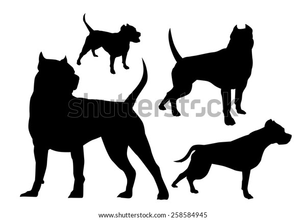Silhouettes Fighting Dogs Stock Vector (Royalty Free) 258584945