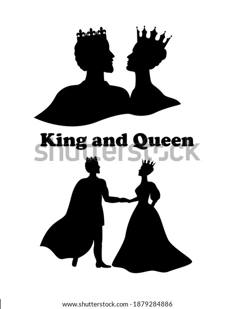 Silhouettes Figures King Queen Royal Crown Stock Vector (Royalty Free ...