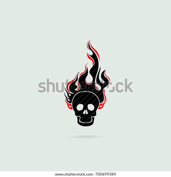 Vektor Stok Silhouettes Flaming Human Skullhuman Fire Skull (Tanpa ...
