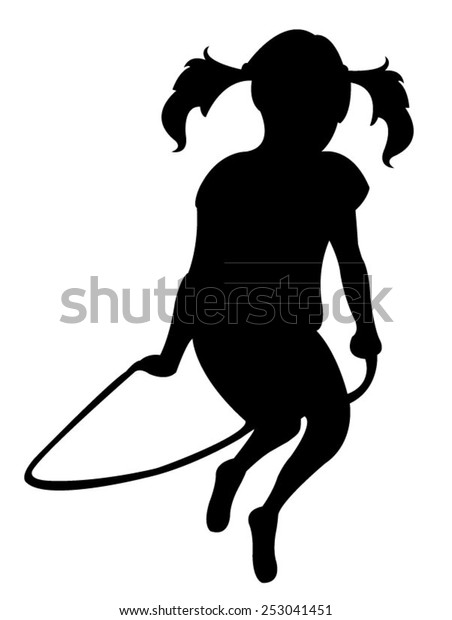 Silhouettes Girl Jumping Ropevector Stock Vector (Royalty Free) 253041451