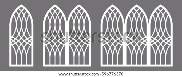 Silhouettes Gothic Windows Isolated On Gray Stock Vector (Royalty Free ...