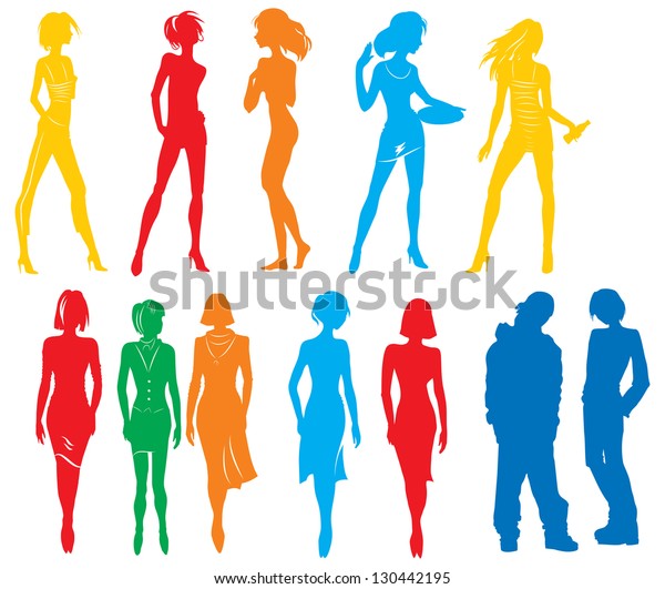 Silhouettes Many People Vector Picture Color Stock Vector (Royalty Free ...