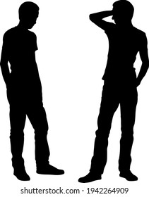 Silhouettes Men Posing Relaxed Position Stock Vector (Royalty Free ...