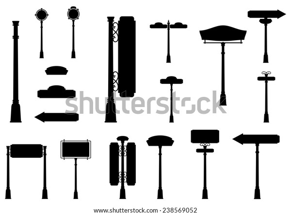 Silhouettes Old Road Signs Vector Illustration 库存矢量图（免版税）238569052 ...