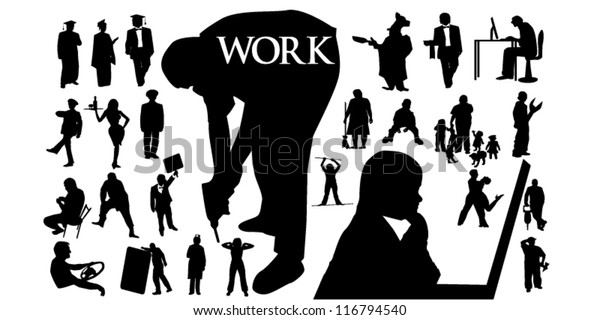 Silhouettes People Working Stock Vector (Royalty Free) 116794540