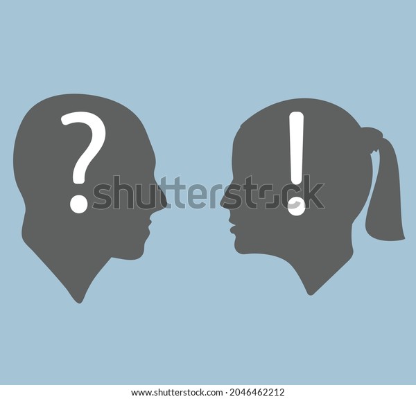 Silhouettes Portraits Dialogue Between Guy Girl Stock Vector (Royalty ...