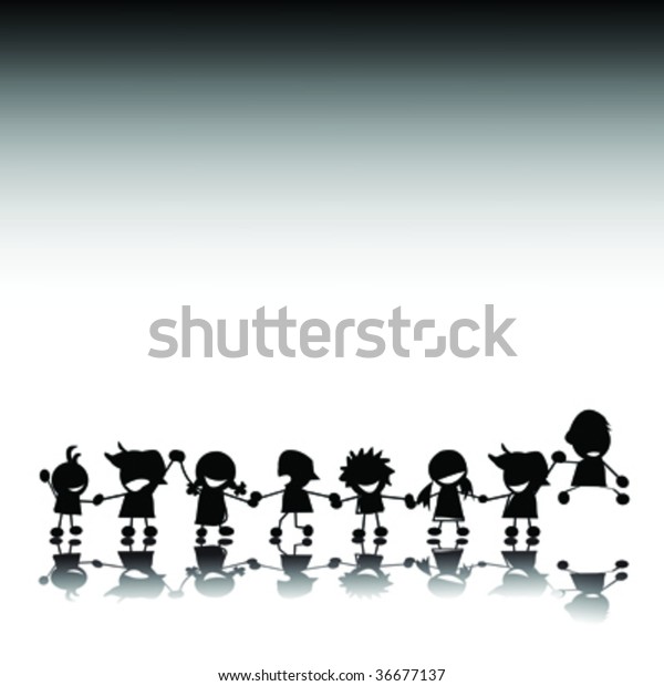 Silhouettes Stylized Children Holding Hands Stock Vector (Royalty Free ... Silhouettes Stylized Children Holding Hands Stock Vector (Royalty Free ...