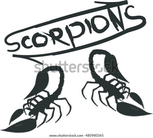 Silhouettes Two Scorpions Text Emblem Sign Stock Vector (Royalty Free ...