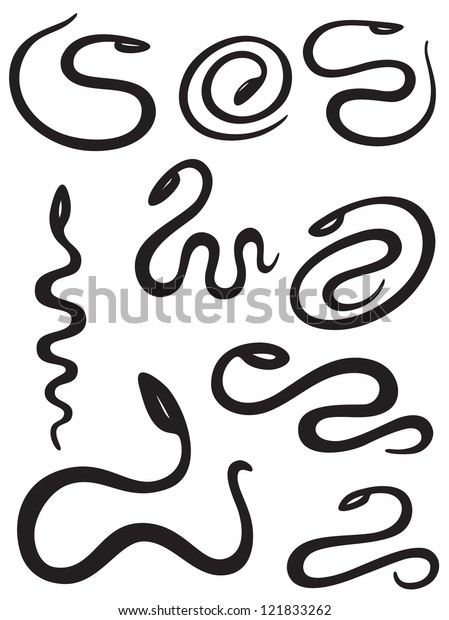 Silhouettes Winding Snakes Sketch Stock Vector (Royalty Free) 121833262 ...