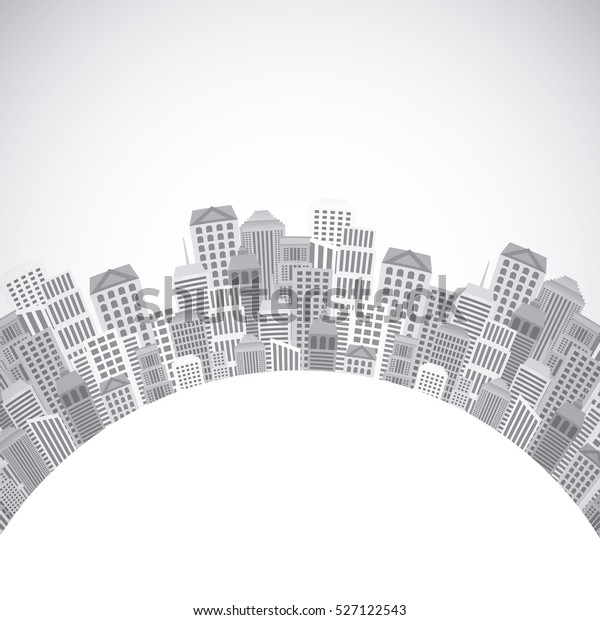 Silhoutte City Urban Circular Shape Over Stock Vector (Royalty Free ...