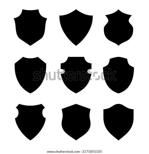 Silhoutte Shields Emblem Collection Isolated On Stock Vector (Royalty ...