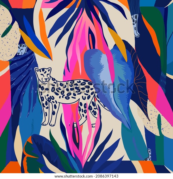 Silk Scarf Design Creative Contemporary Collage Stock Vector (Royalty ...