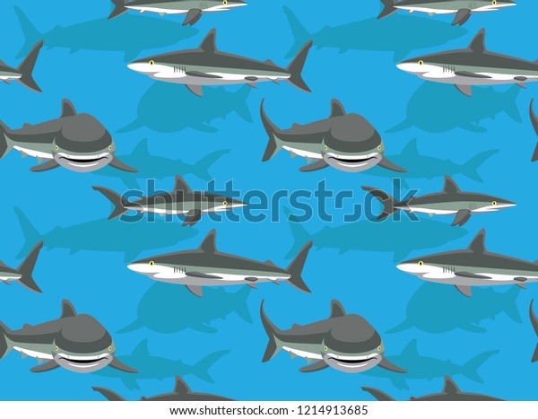 Silky Shark Cartoon Background Seamless Wallpaper Stock Vector (Royalty ...