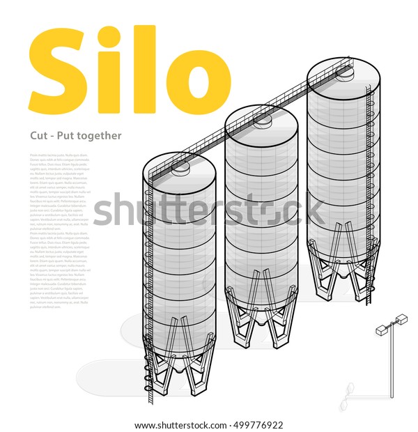 Silo Isometric Building Infographic Big Outlined Stock Vector (Royalty ...
