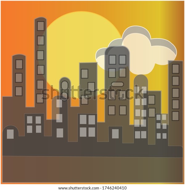 Siluet City Color Gradient Sky Like Stock Vector (Royalty Free ...