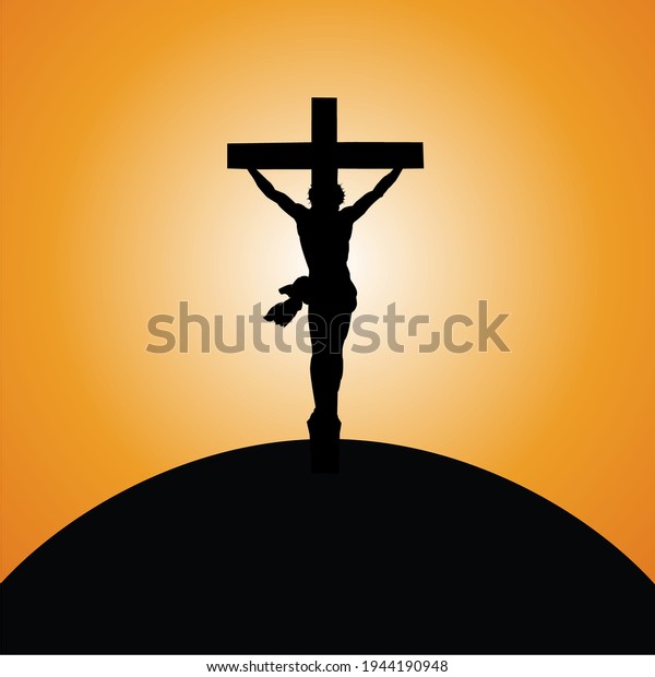Siluet Cross Jesus On Mountain 库存矢量图（免版税）1944190948 | Shutterstock