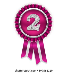 Silver 2nd Place Rosette Badge Purple Stock Vector (Royalty Free ...