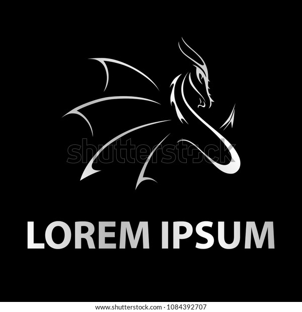 Silver Abstract Dragon Logo Stock Vector (Royalty Free) 1084392707 ...