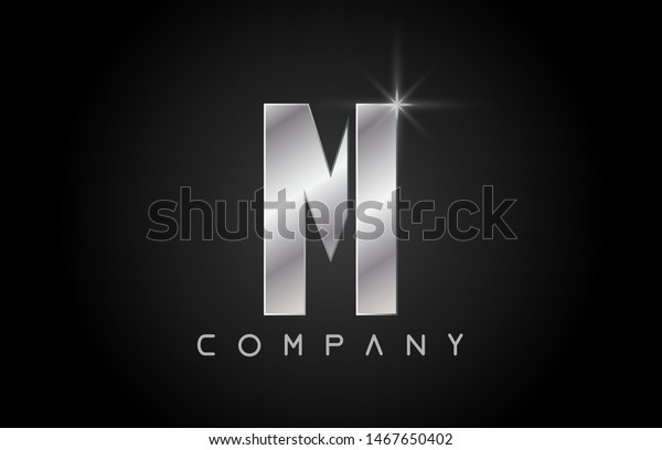 Silver Alphabet Letter M Logo Design Stock Vector (Royalty Free ...