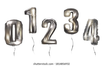 Silver Balloon Number 0 1 2 Stock Vector (Royalty Free) 1814856932 ...