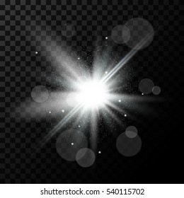 Silver Burst Light Effect On Transparent Stock Vector (Royalty Free ...