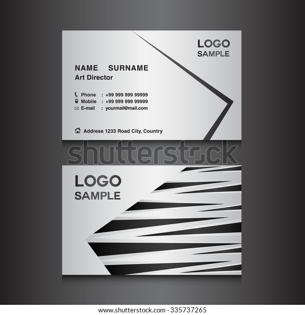 Silver Business Card Design Template Vector 스톡 벡터(로열티 프리) 335737265