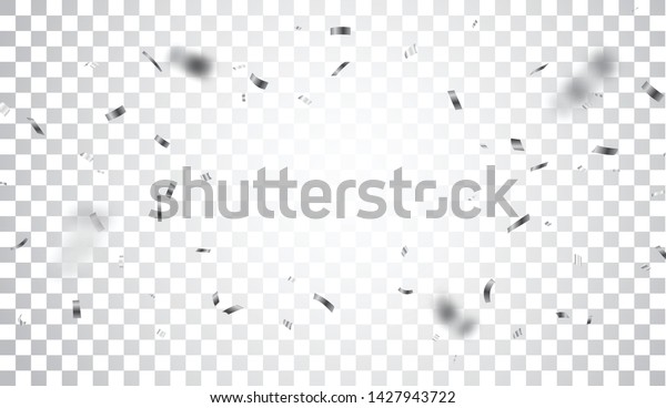 Silver Confetti Isolated On Transparent Background Stock Vector ...