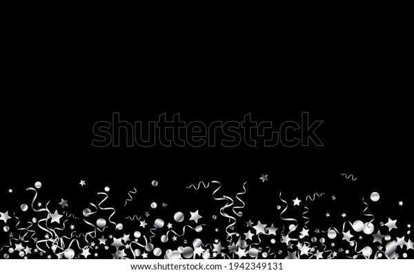 Silver Confetti Swirl Vector Black Background Stock Vector (Royalty ...