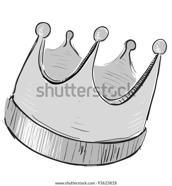 Silver Crown Icon Hand Drawing Cartoon Stock Vector (Royalty Free) 93623818