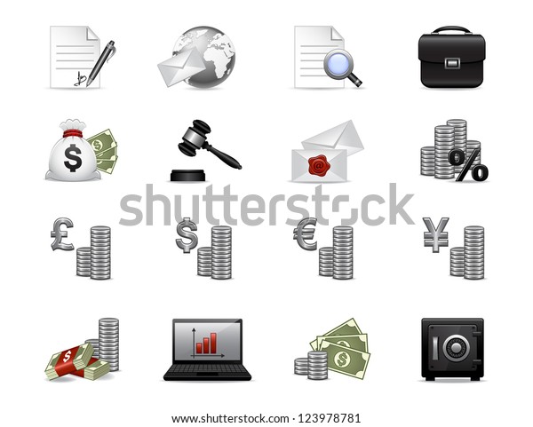 Silver Finance Icon Set Stock Vector (Royalty Free) 123978781 ...