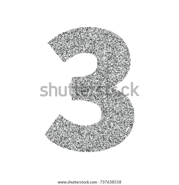 Silver Glitter Alphabet Number 3 Ideal 库存矢量图（免版税）737638558 | Shutterstock
