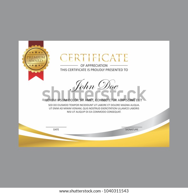 Silver Gold Certificate Design Template Gold Stock Vector (Royalty Free ...