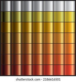 Silver Gold Gradient Metallic Color Palette Stock Vector (Royalty Free ...
