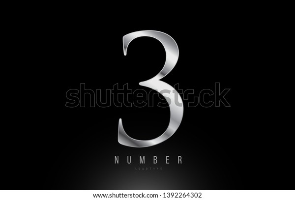 Silver Grey Metallic Number 3 Logo Stock Vector (Royalty Free ...